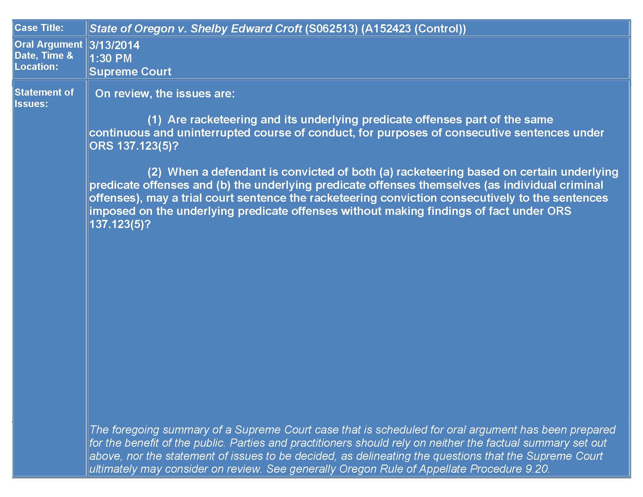 State of Oregon v. Shelby Edward Croft